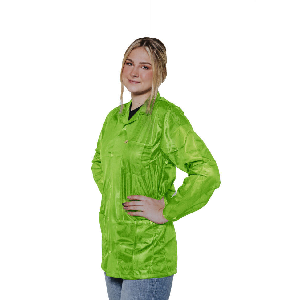 High Visibility Yellow ESD Jackets: Lapel Collar, Three Snap Adjustment ...